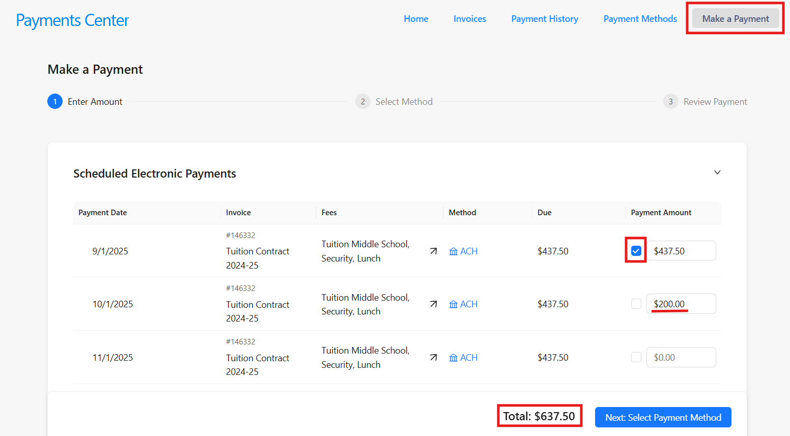 Making Payments though the Payments Center – ParentLocker